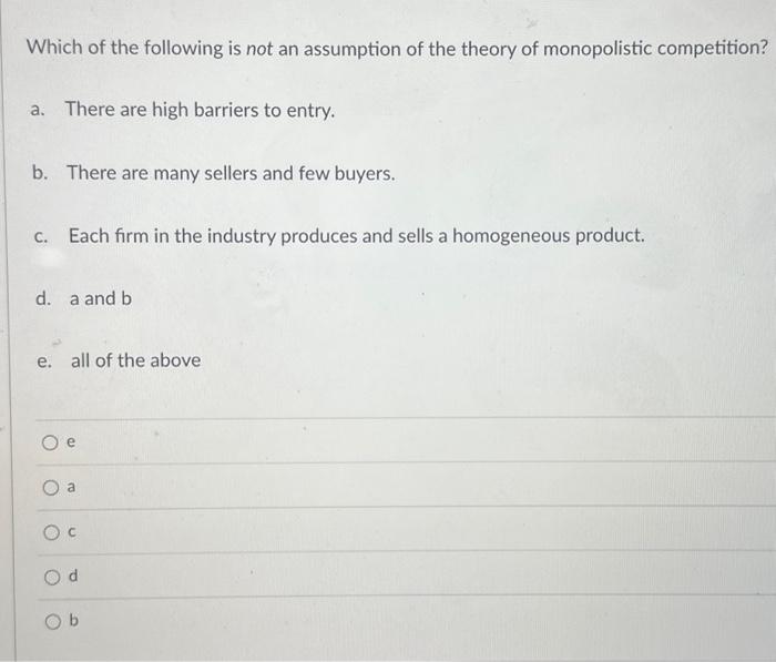 Solved Which of the following is not an assumption of the | Chegg.com