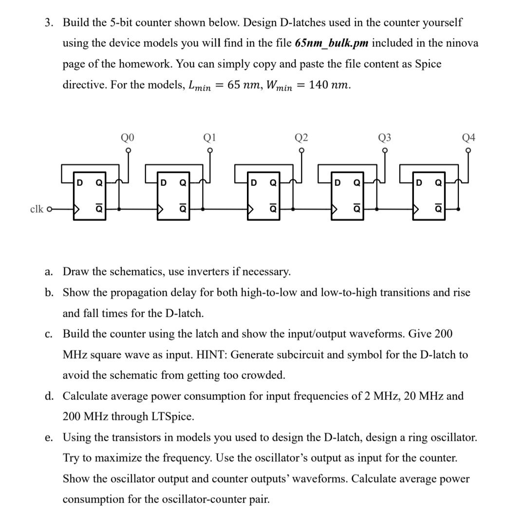 Solved Build the 5-bit counter shown below. Design D-latches | Chegg.com