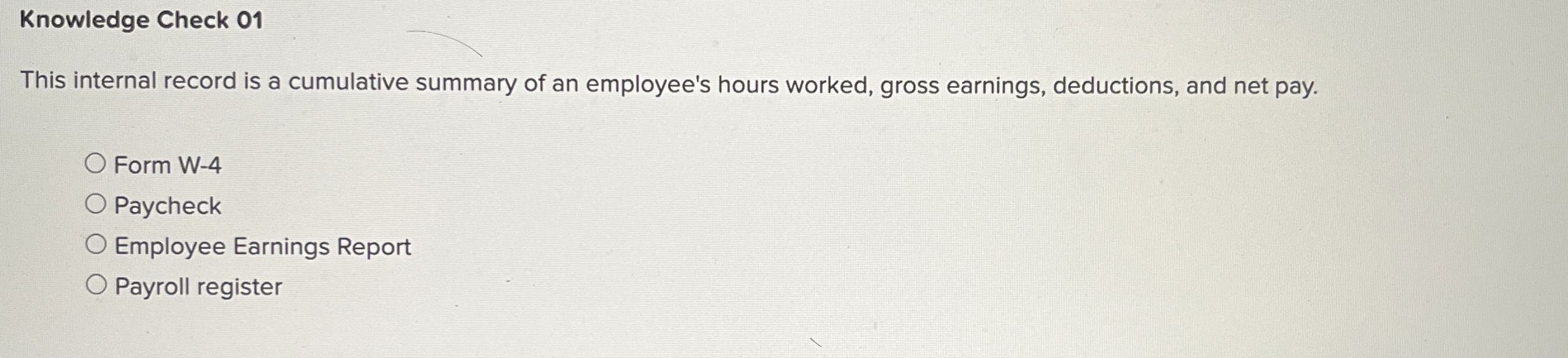 Solved Knowledge Check 01This internal record is a | Chegg.com