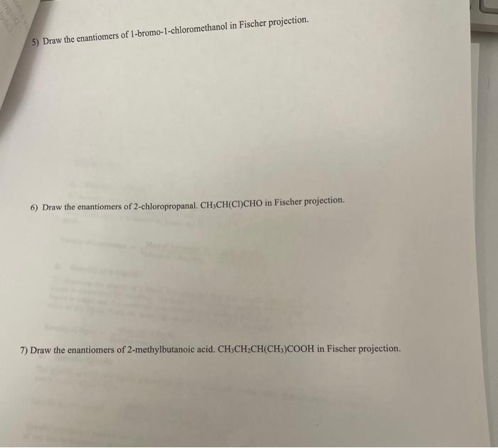 Solved 5) Draw the enantiomers of 1-bromo-1-chloromethanol | Chegg.com