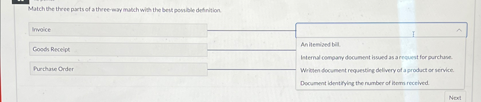 Solved Match the three parts of a three-way match with the | Chegg.com