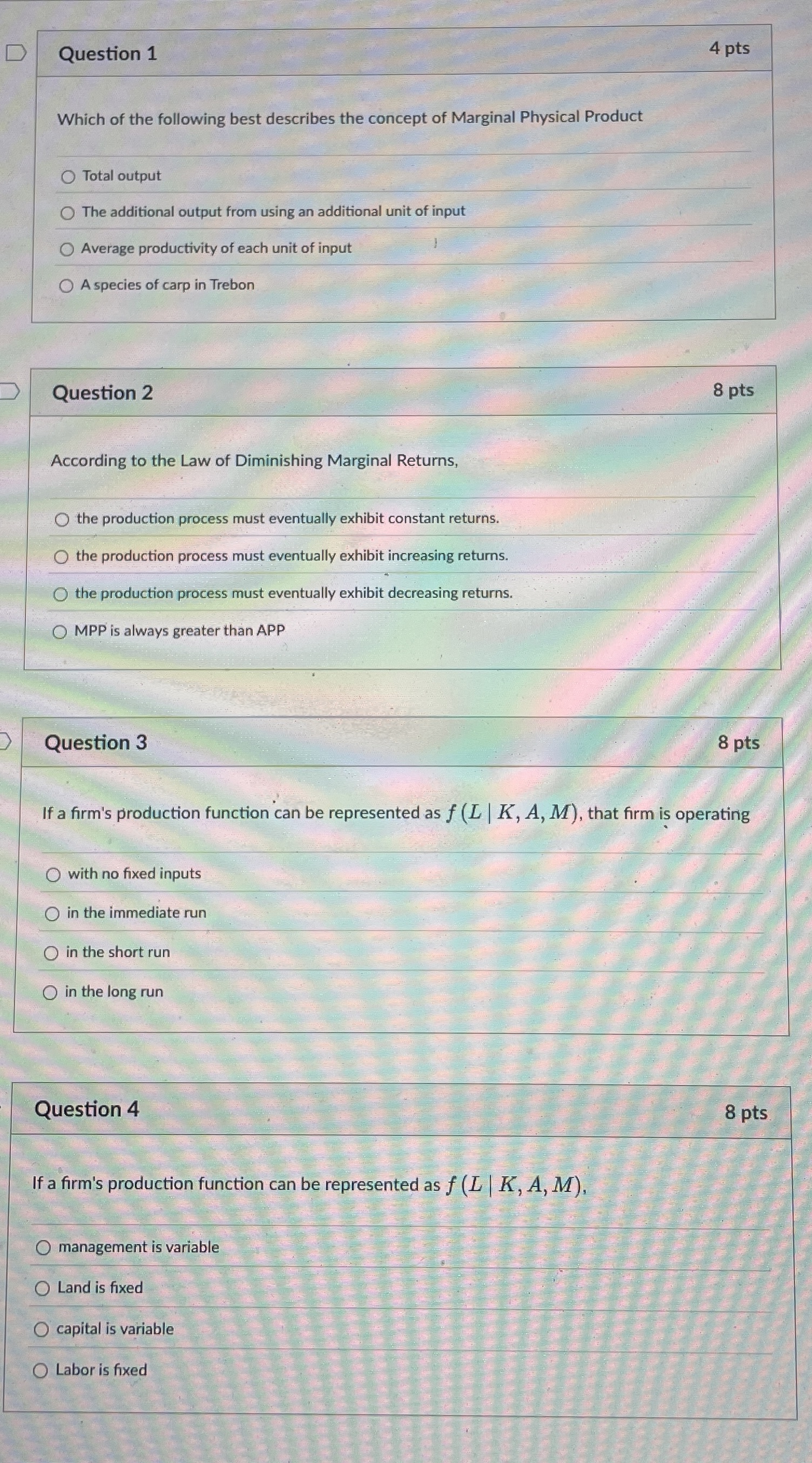 Solved Please answer questions 1,2,3, ﻿and 4 ﻿Multiple | Chegg.com