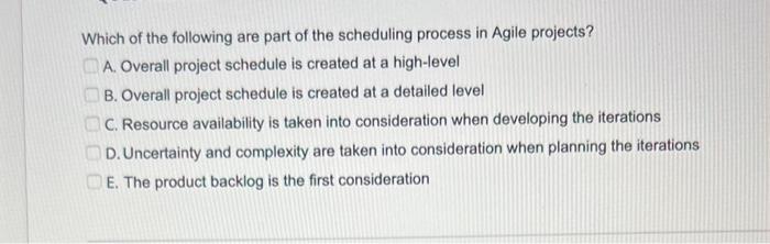 Solved Which of the following are part of the scheduling | Chegg.com