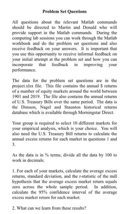 Solved Problem Set Questions All questions about the | Chegg.com
