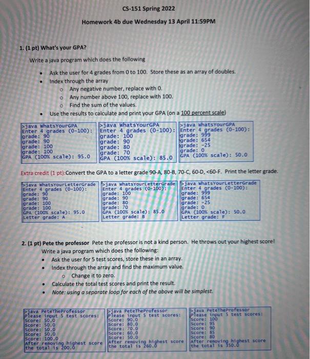 Solved 1 1 Pt Whats Your Gpa Write A Java Program Which 