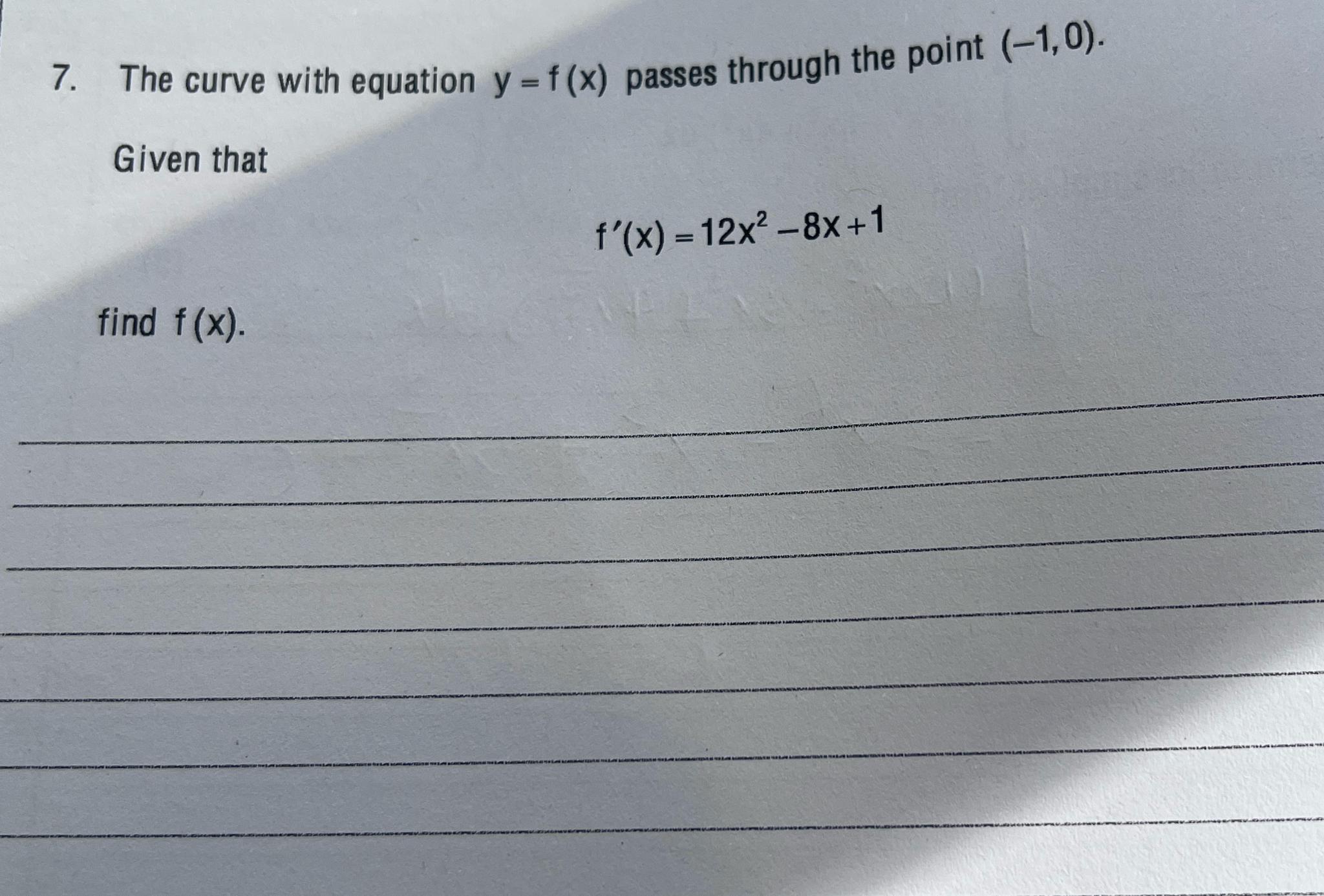 Solved The curve with equation y=f(x) ﻿passes through the | Chegg.com