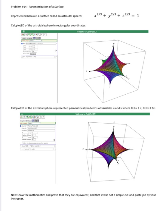 Solved Problem #14: Parametrization of a Surface Represented | Chegg.com