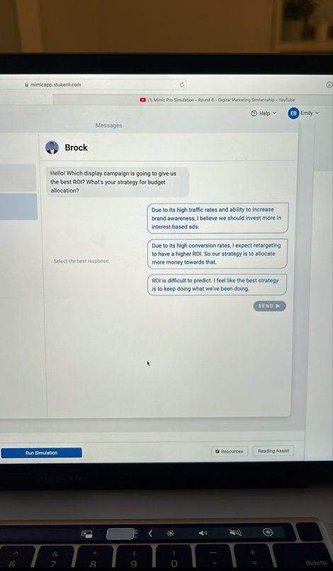 Solved mimicapp.stukent.com[1] ﻿Miric Pro Simulation - | Chegg.com