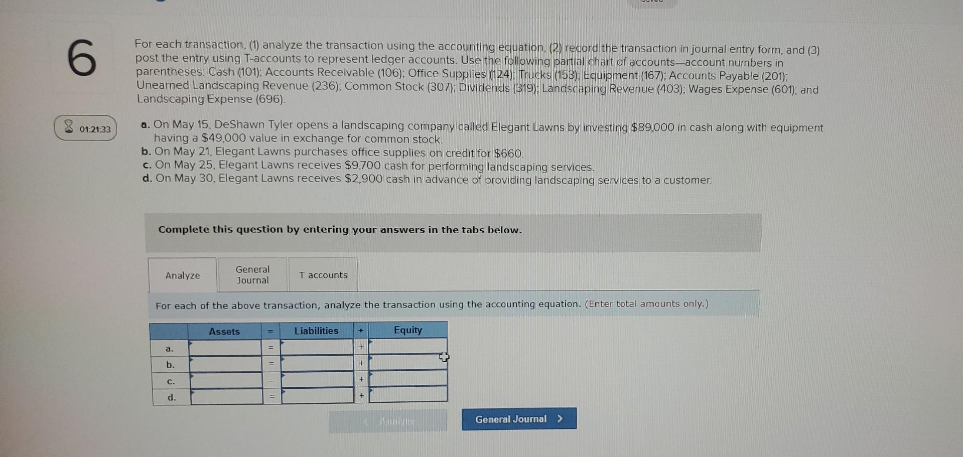 Solved For each transaction, (1) analyze the transaction | Chegg.com