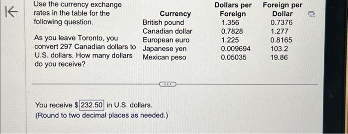 Solved K Use the currency exchange rates in the table for | Chegg.com