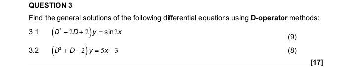 Solved Find the general solutions of the following | Chegg.com