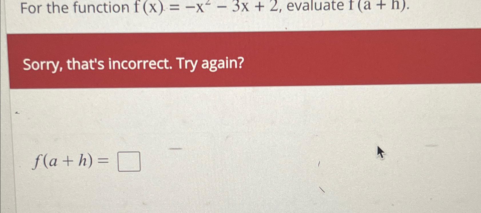Solved For The Function F X X2 3x 2 ﻿evaluate