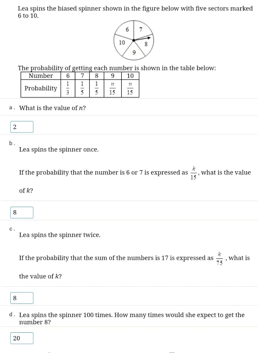 Solved Lea spins the biased spinner shown in the figure | Chegg.com