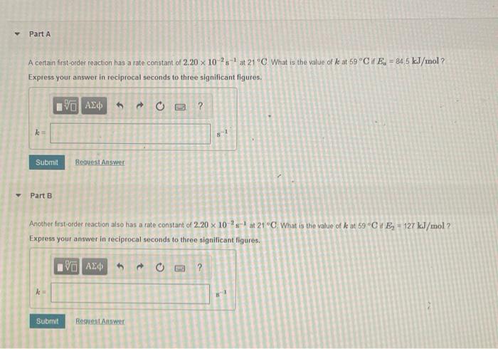 Solved A Certain First Order Reaction Has A Rate Constant Of