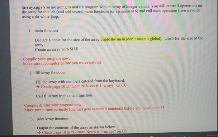 Solved (array.cpp) You are going to make a program with an | Chegg.com