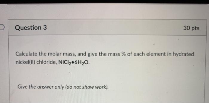 Solved D Question 1 Calculate the formula weight of MgCl2 | Chegg.com