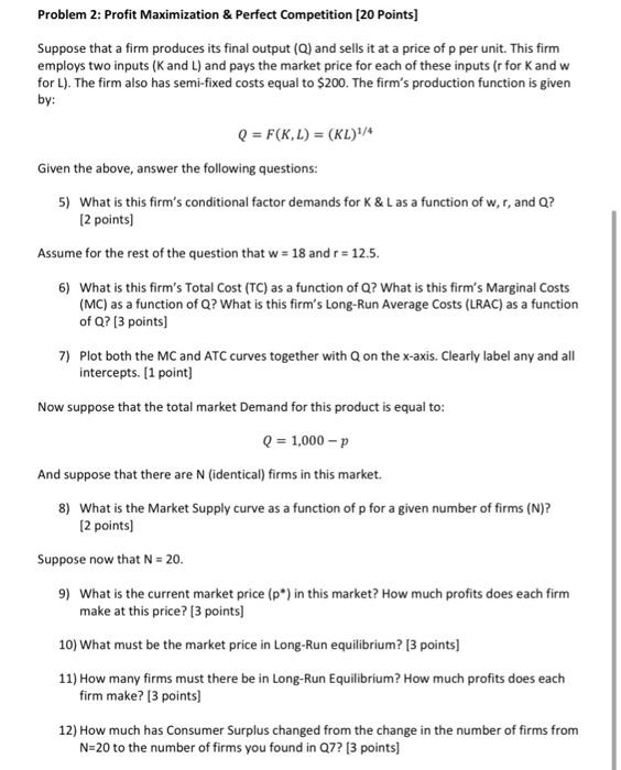 Solved Problem 2: Profit Maximization \& Perfect Competition | Chegg.com