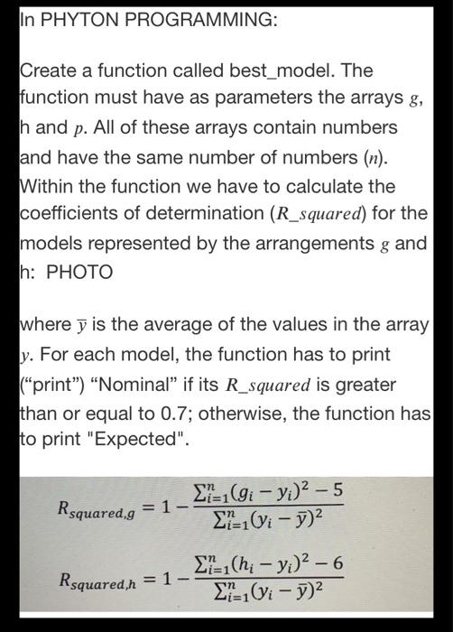 Solved In PHYTON PROGRAMMING: Create a function called | Chegg.com