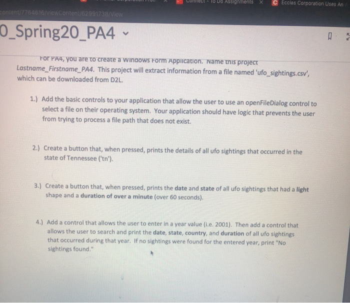 INFS 3400 Programming Assignment 4 (PA4) Spring 2020, | Chegg.com