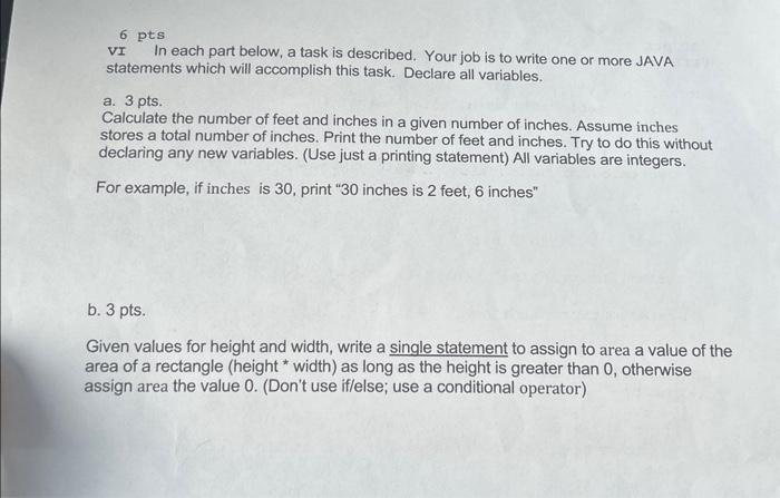 Solved 6 pts vI In each part below, a task is described. | Chegg.com
