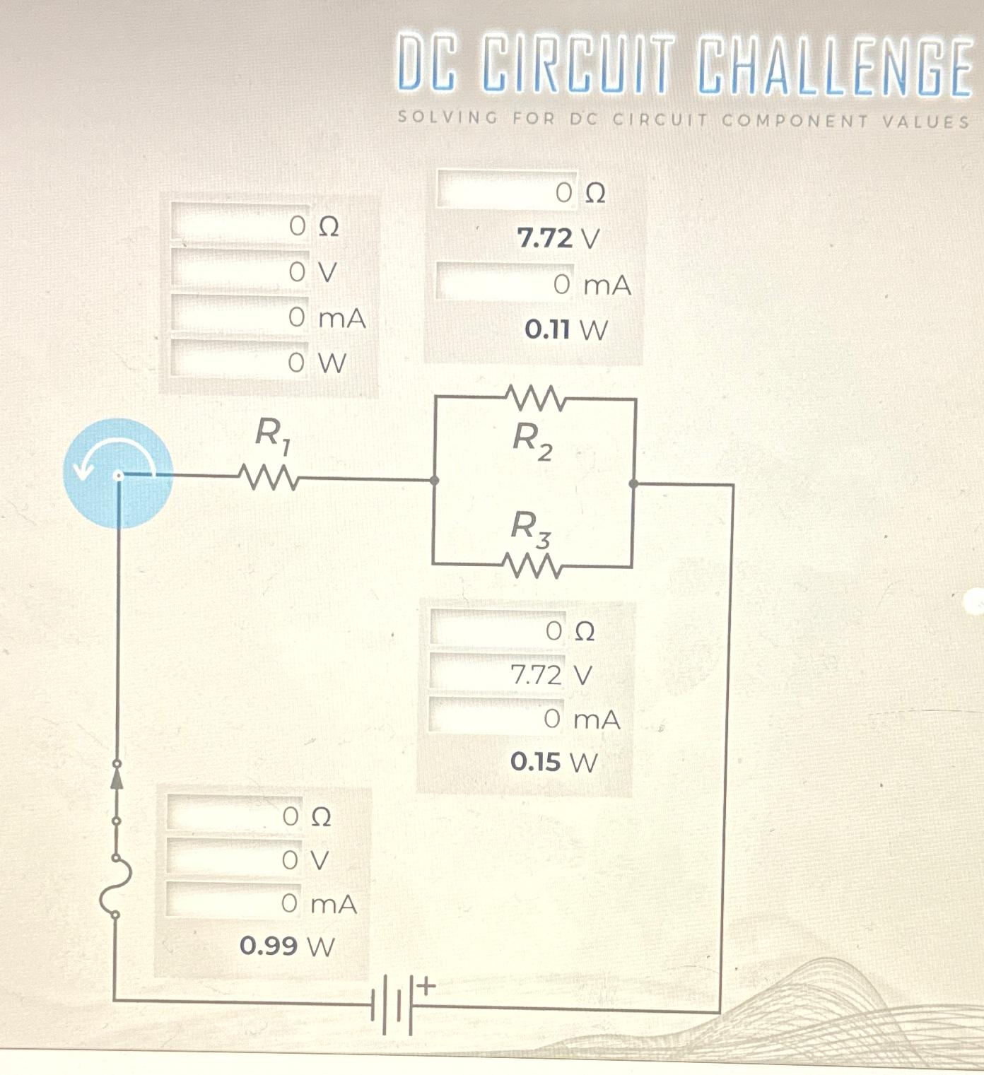 Solved DC CIRCUIT RHALLENGESOLVING FOR DC CIRCUIT COMPONENT | Chegg.com Solved DC CIRCUIT RHALLENGESOLVING FOR DC CIRCUIT COMPONENT | Chegg.com