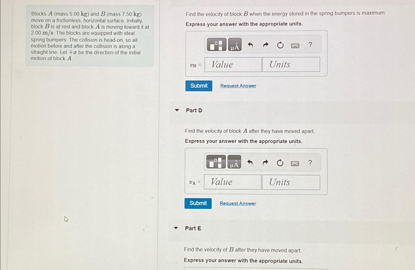 Solved Blocks A (mass 5.00kg ) ﻿and B (mass 7.50kg ) ﻿move | Chegg.com
