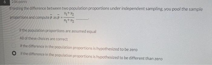 Solved If testing the difference between two population | Chegg.com