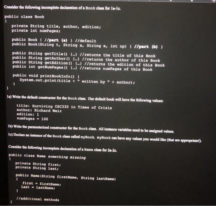 Solved Consider the following incomplete declaration of a | Chegg.com