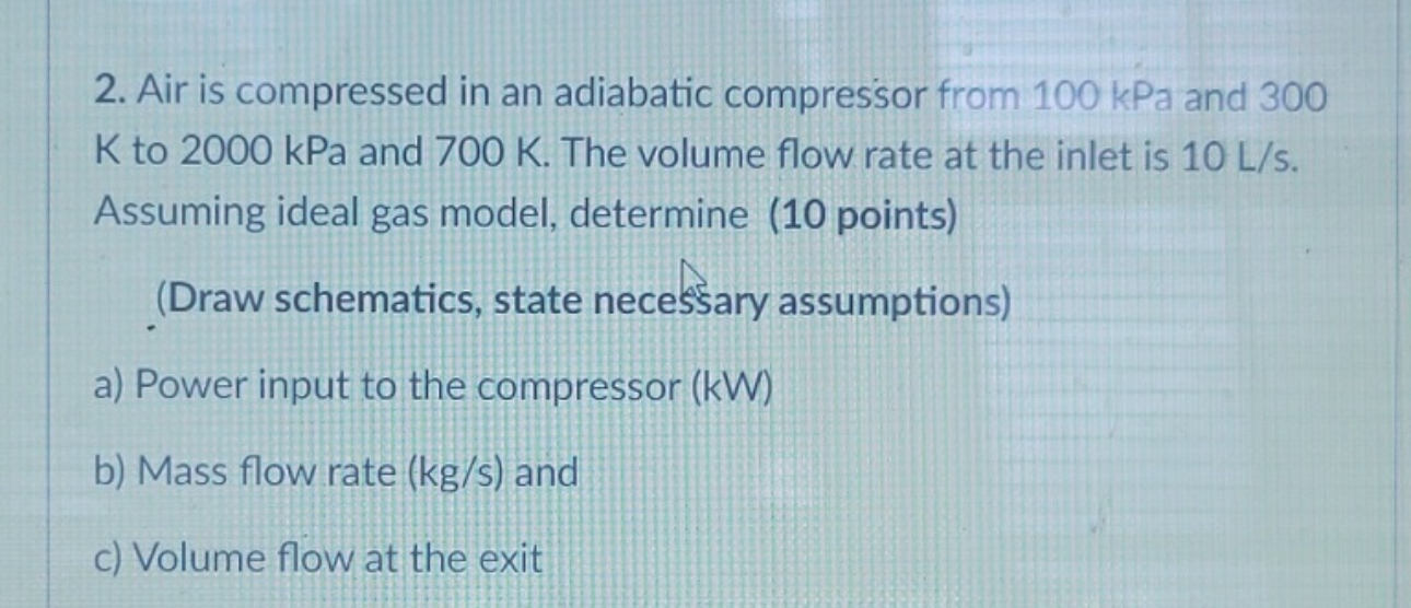 Solved Air is compressed in an adiabatic compressor from | Chegg.com