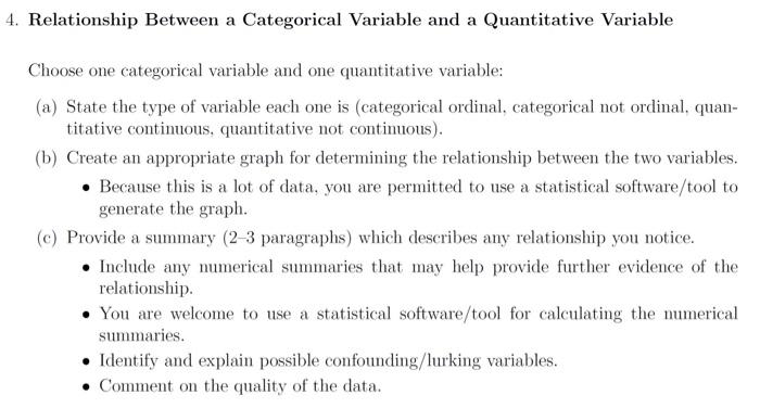 Solved 4. Relationship Between a Categorical Variable and a | Chegg.com