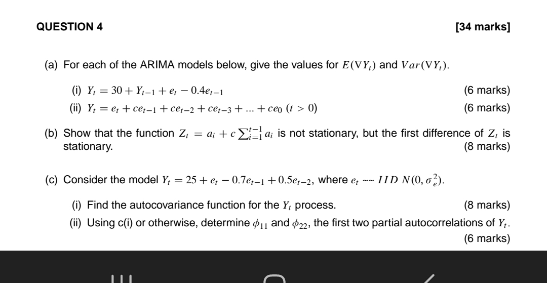 Solved QUESTION 4[34 ﻿marks](a) ﻿For each of the ARIMA | Chegg.com