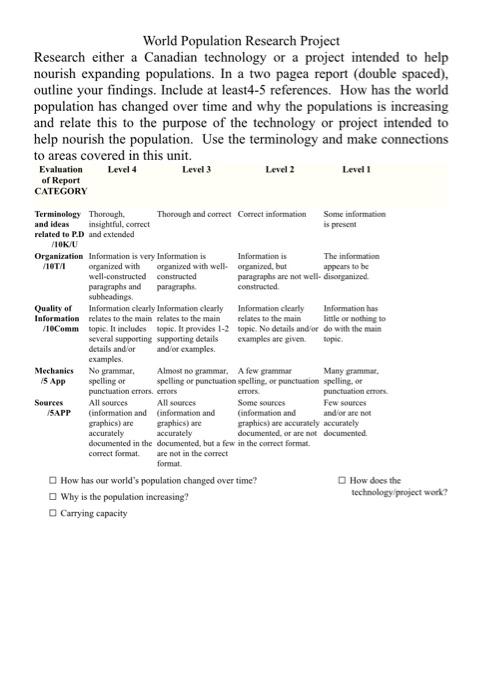 World Population Research Project Research either a | Chegg.com