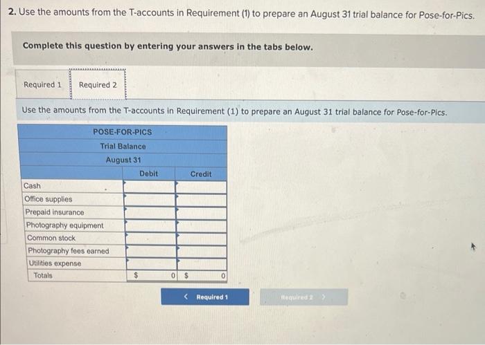 Solved Exercise 2-8 Preparing T-accounts (ledger) and a | Chegg.com