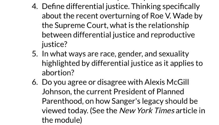 4. Define differential justice. Thinking specifically | Chegg.com