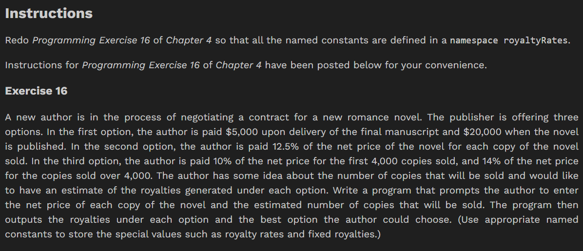 Solved Resolve with C++Redo Programming Exercise 16 of | Chegg.com Solved Resolve with C++Redo Programming Exercise 16 of | Chegg.com