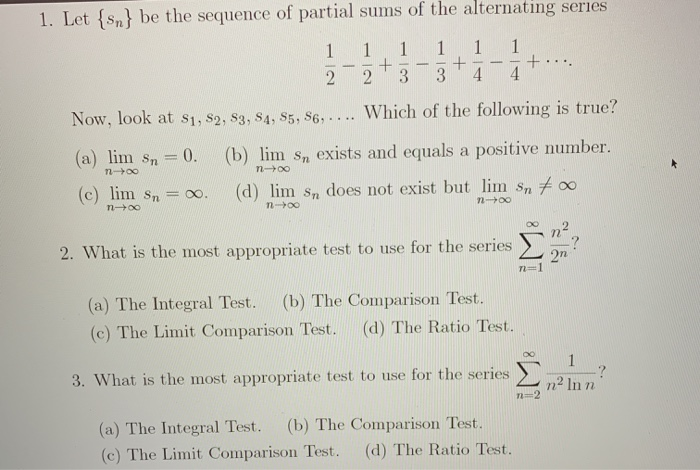 Solved 1. Let {sn} be the sequence of partial sums of the | Chegg.com