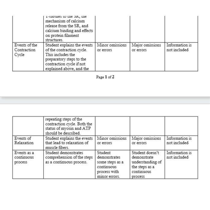 Solved Grading Rubric-Muscle Contraction Project E - 20 | Chegg.com