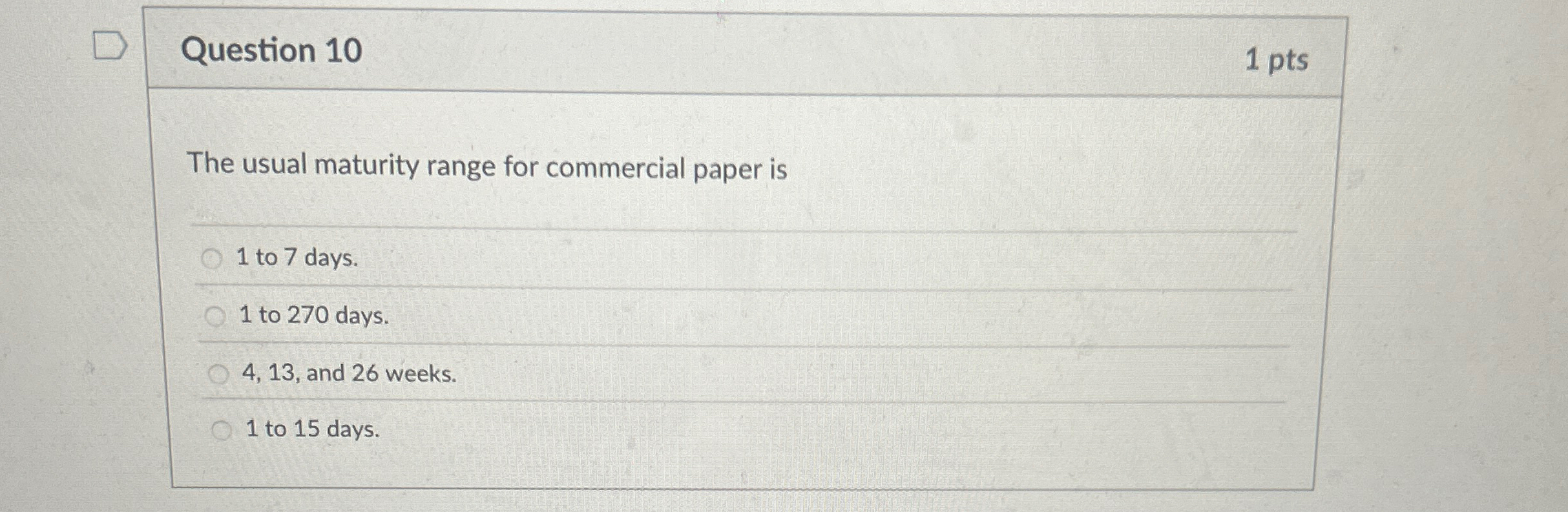 High Quality SOLUTION Question 101 ﻿ptsThe usual maturity range for | Chegg.com