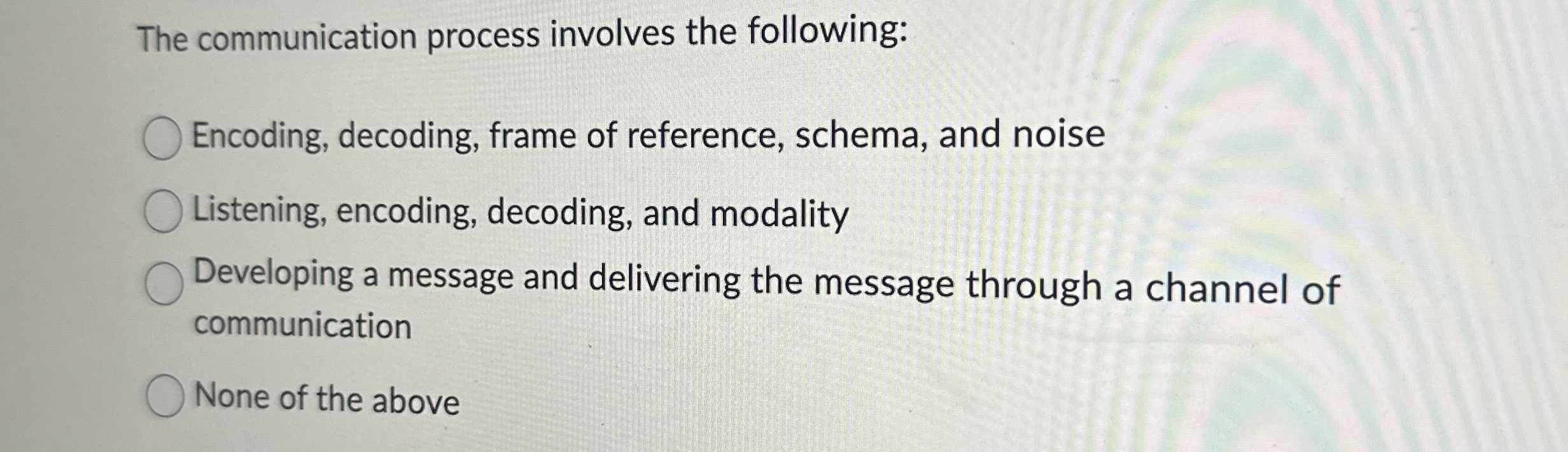 Solved The communication process involves the | Chegg.com