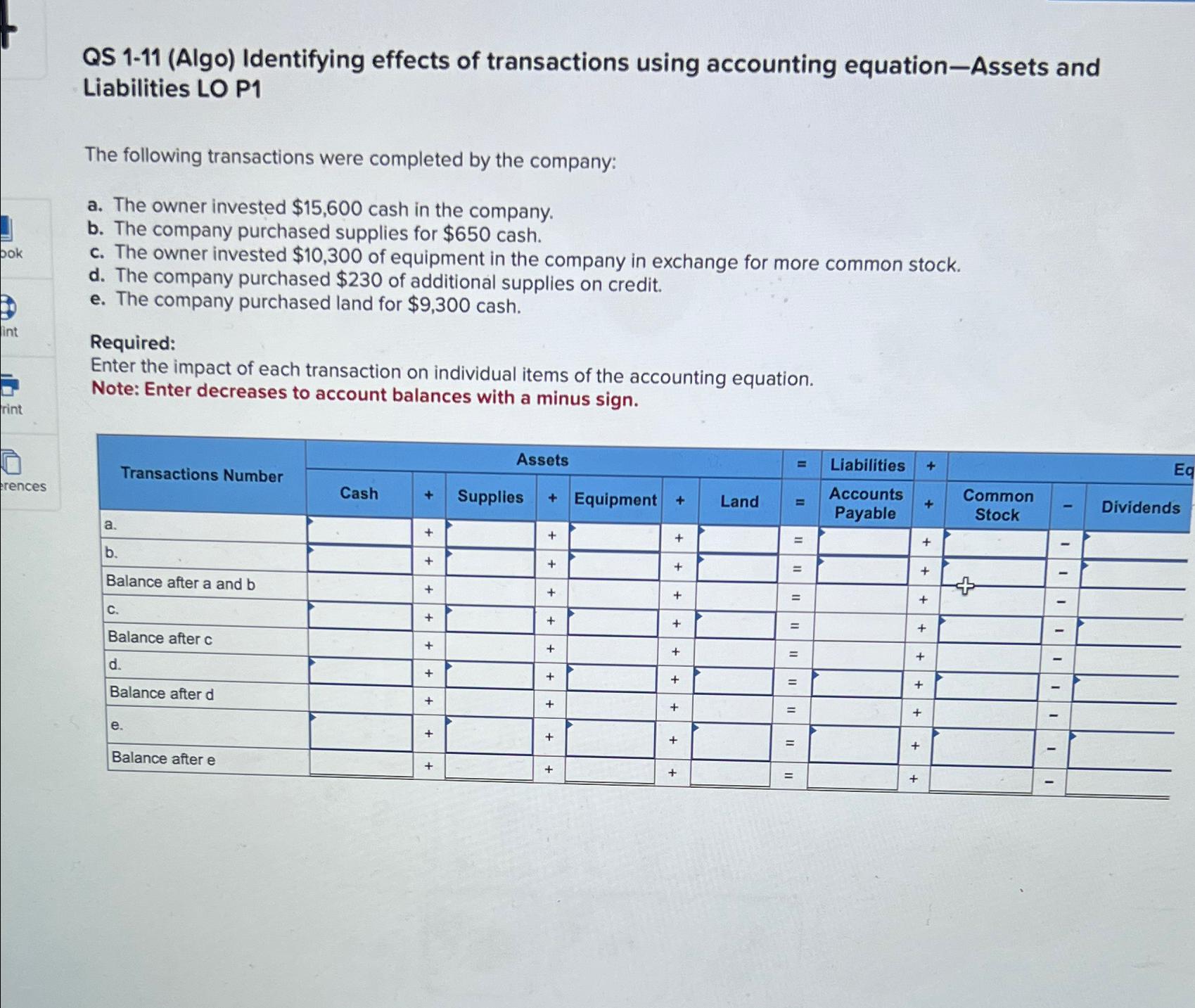 Solved Qs 1 11 Algo ﻿identifying Effects Of Transactions