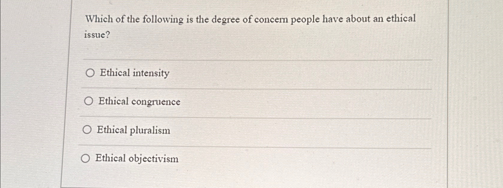 Solved Which of the following is the degree of concern | Chegg.com