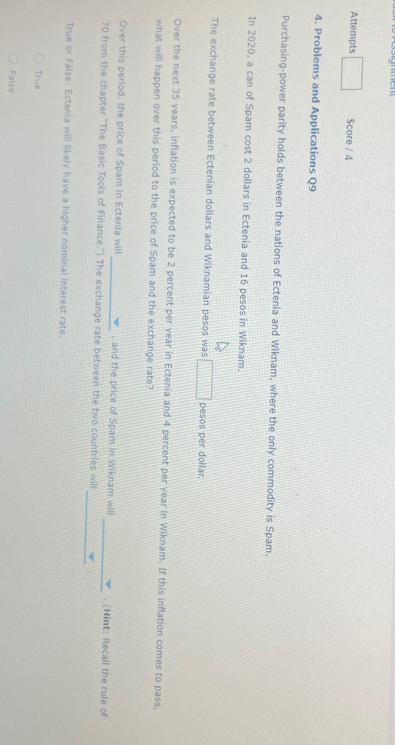 Solved AttemptsScore ?44. ﻿Problems and Applications | Chegg.com