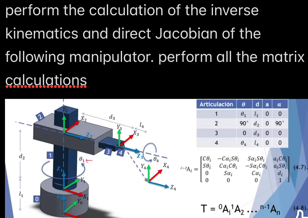 Solved by an EXPERT perform the calculation of the inverse kinematics and | Chegg.com
