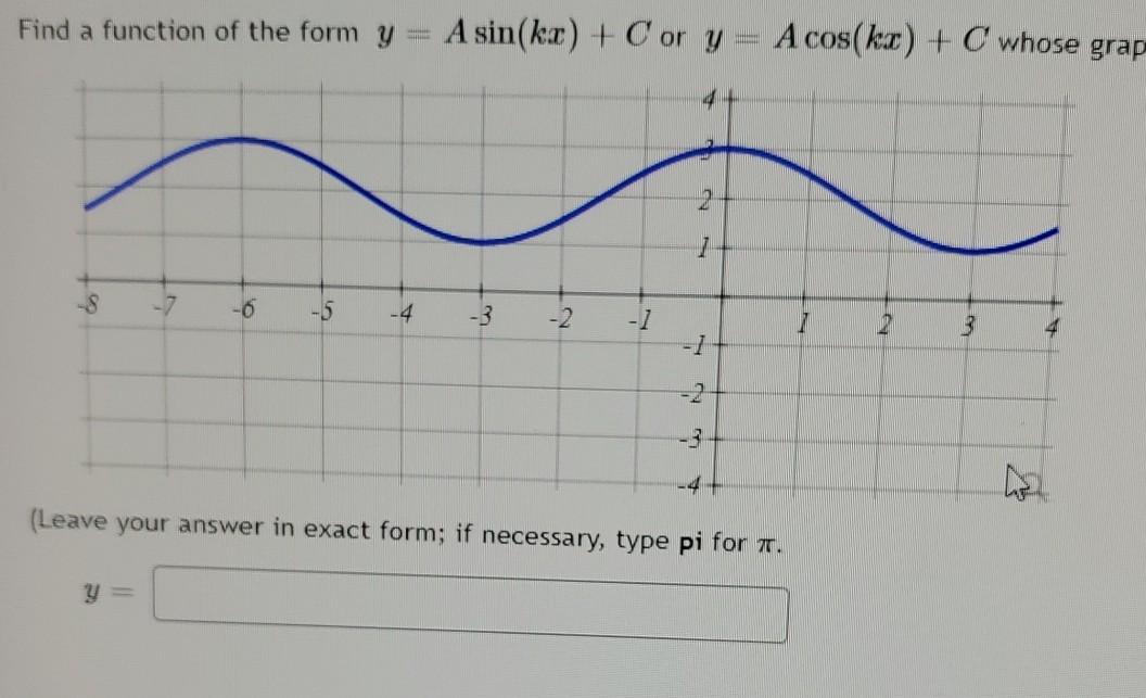 Solved Find a function of the form y A sin(kx) + Cor y = A | Chegg.com