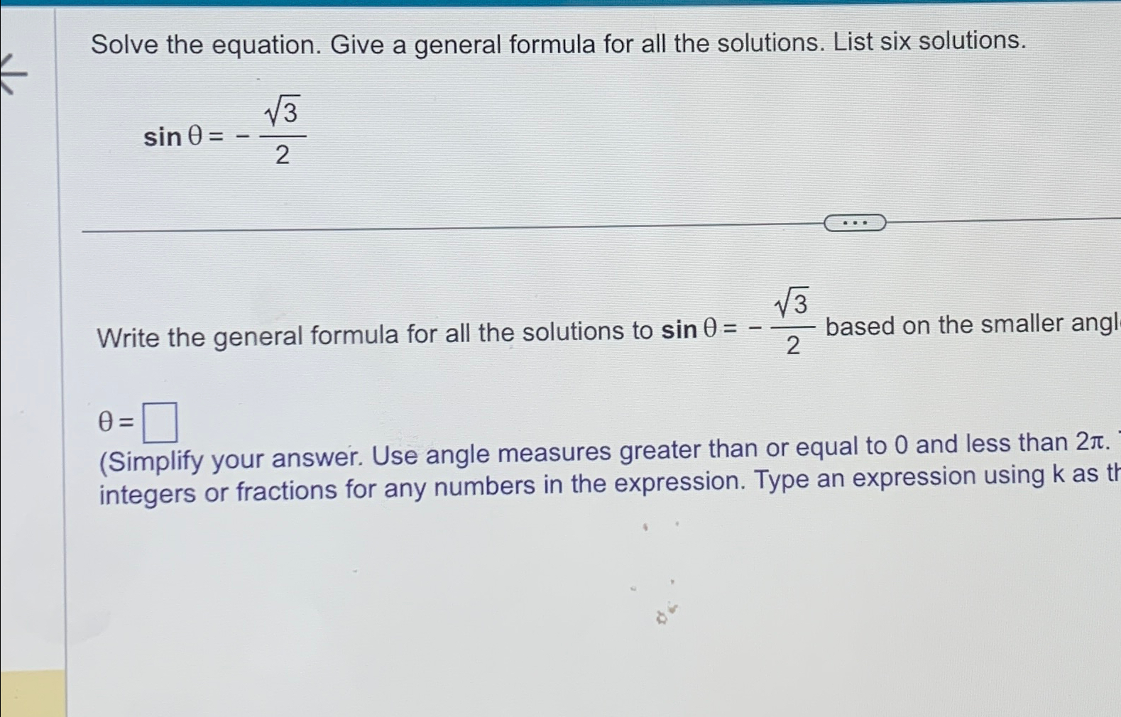 Solved Solve the equation. Give a general formula for all | Chegg.com