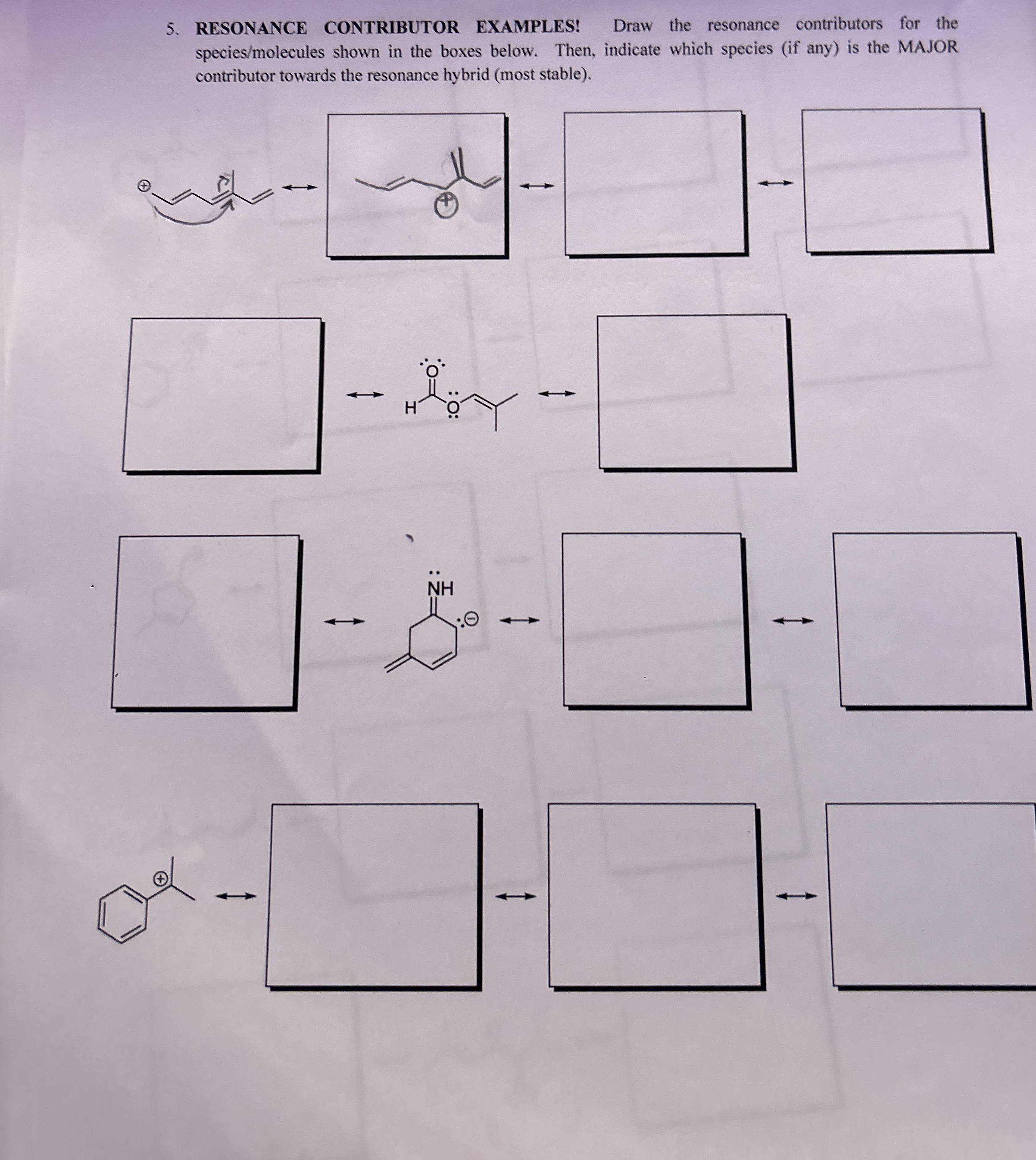 Solved RESONANCE CONTRIBUTOR EXAMPLES! Draw the resonance | Chegg.com