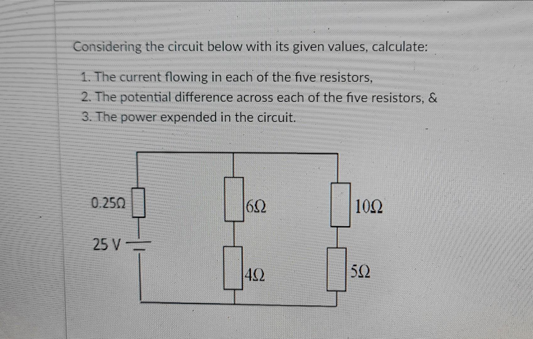 Solved Considering the circuit below with its given values, | Chegg.com