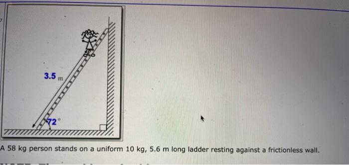 Solved 58 kg person stands on a uniform 10 kg,5.6 m long | Chegg.com