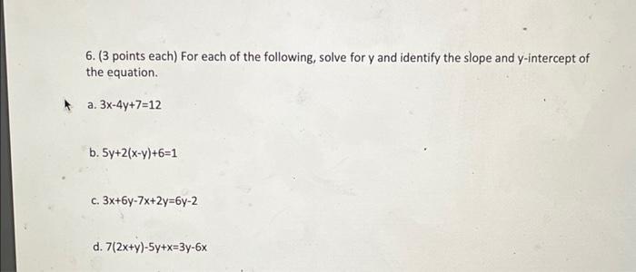 Solved 6. ( 3 points each) For each of the following, solve | Chegg.com