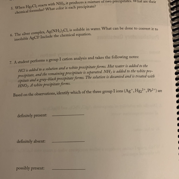 Solved 1. Ag", Hg2+, and Pb2+ belong to group I cations. | Chegg.com